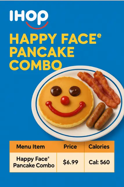 Ihop Happy Face® Pancake Combo Menu Price 2025